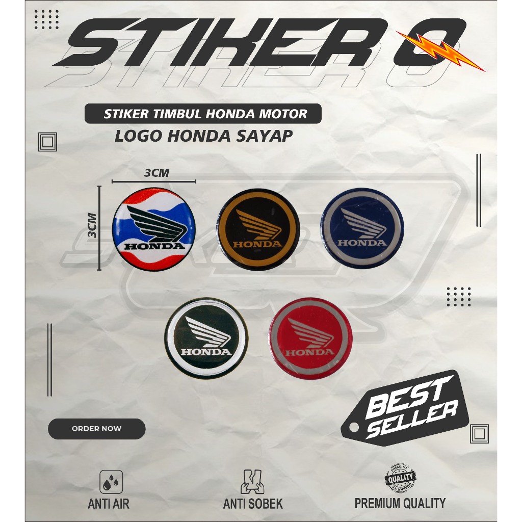 Jual StikerQ Logo Emblem Sayap Honda Bulat 3 Cm - Emblem Motor Honda ...