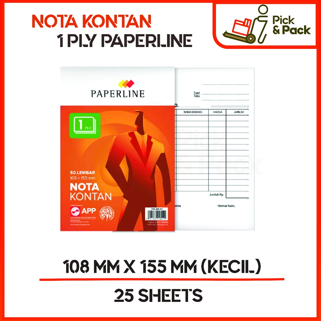Jual Nota Kontan 1 ply HVS UKURAN KECIL (108mm*155mm) merk Excelindo ...