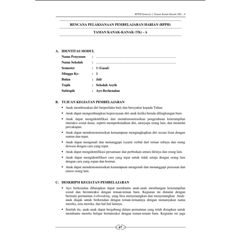 Jual YU MODUL AJAR PAUD TK KELOMPOK A TAMAN KANAK KANAK KURIKULUM ...
