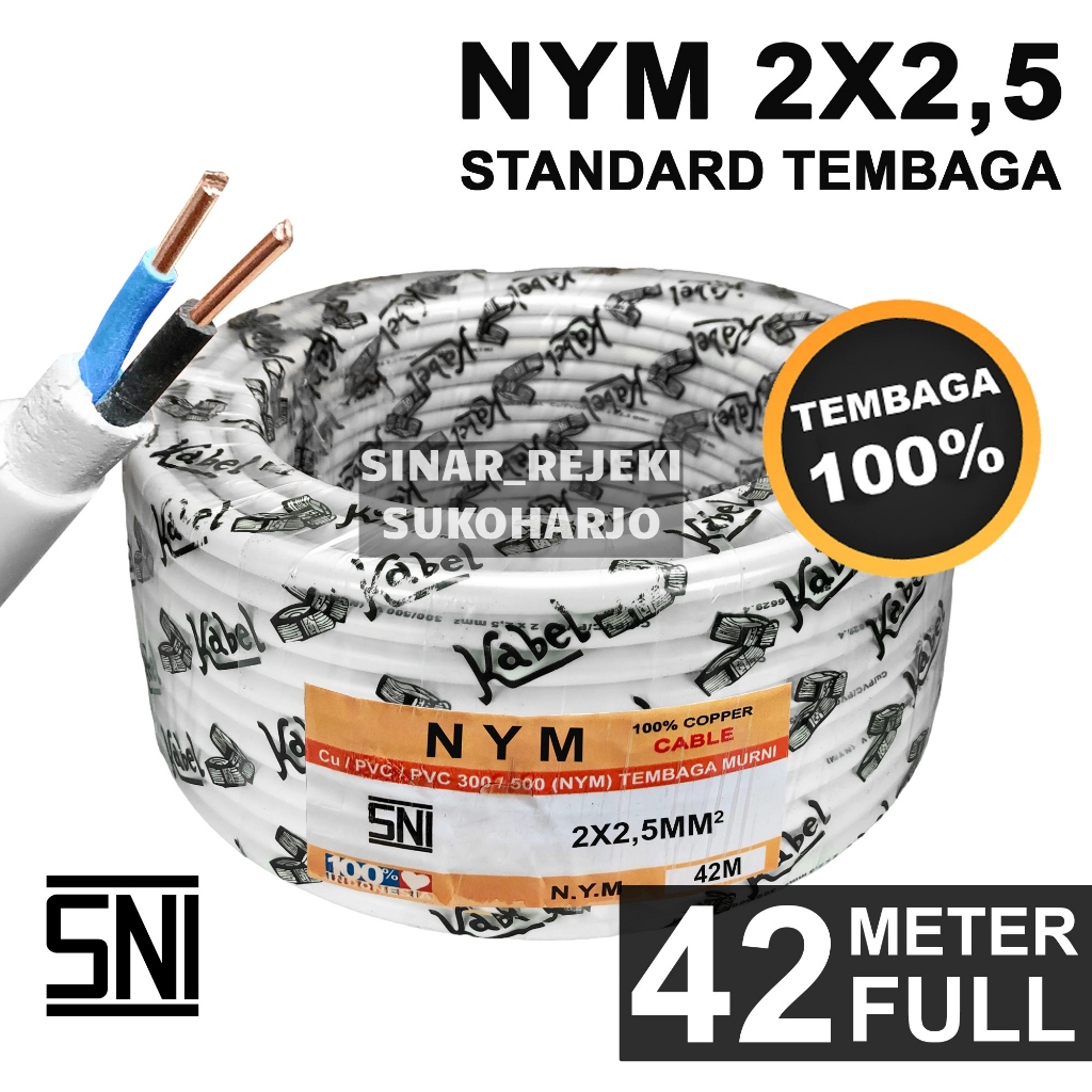 Jual Kabel Listrik NYM SNI Tembaga 2x2,5 ROLL 42 METER FULL 2x2.5 Kabel NYM Tembaga Asli ...