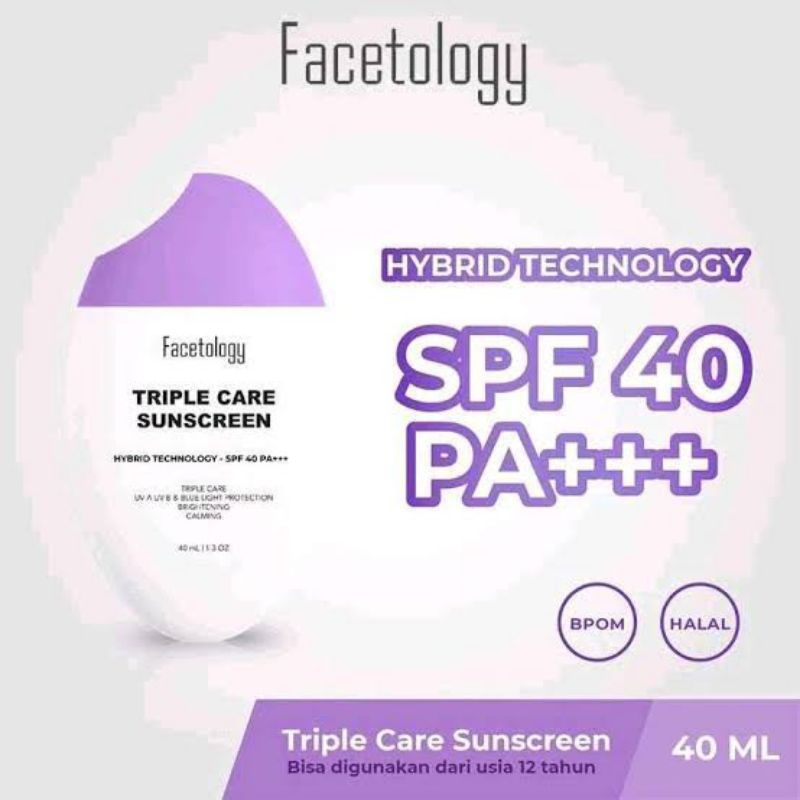 Jual Facetology Triple Care Sunscreen 40 ml SPF 40+ PA+++ | Shopee Indonesia