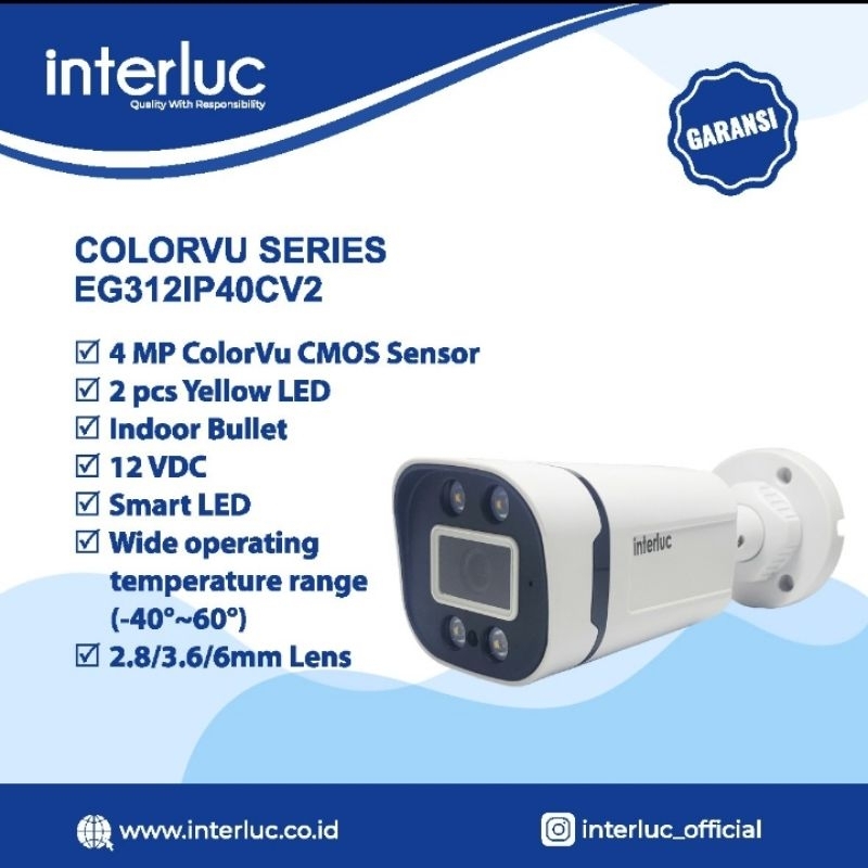 Jual CCTV IP CAMERA INTERLUC 4 MP FULL COLOR EG 312 IP 40 CV2 | Shopee Indonesia