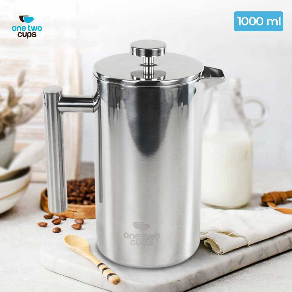 Jual One Two Cups French Press Coffee Maker Pot Stainless Steel 1000ml | Shopee Indonesia