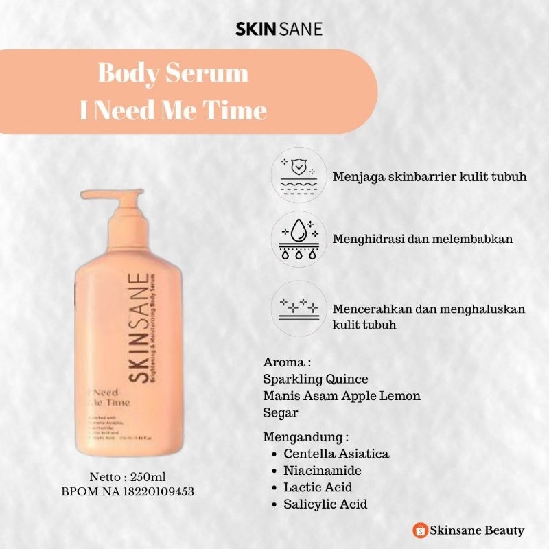Jual BODY SERUM SKINSANE I NEED ME TIME KULIT LEMBAB CERAH AWET WANGI ...