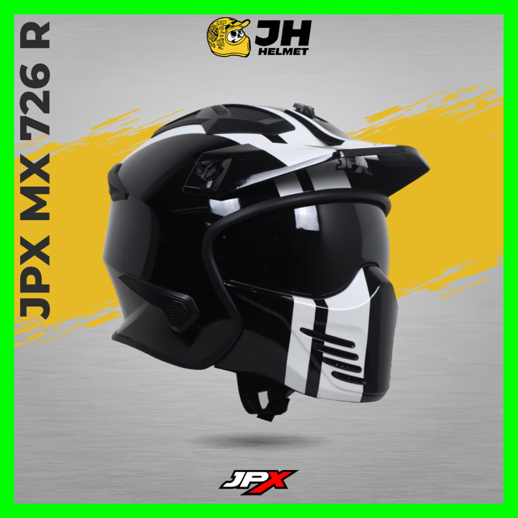 Jual Helm JPX MX 726R Motif R04 Marz Black White Glossy | Helm Full ... Jual Helm JPX MX 726R Motif R04 Marz Black White Glossy | Helm Full ...