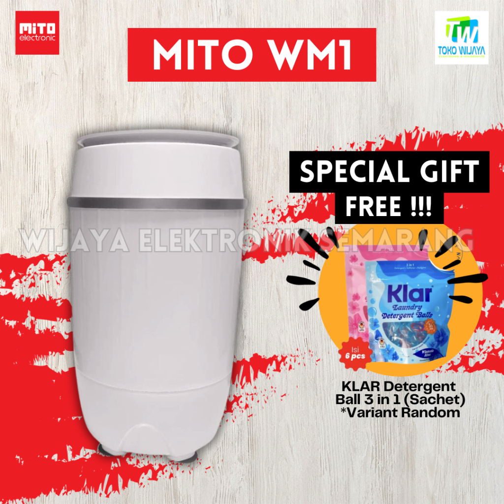 Jual MESIN CUCI MINI PORTABLE PORTABEL MITO WM1 KAPASITAS 3.5KG 170WATT ...