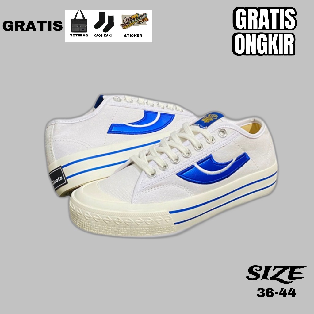 Jual SEPATU SNEAKERS KASUAL LOW WHITE BLUE 36-44 Sepatu Sneakers Putih ...
