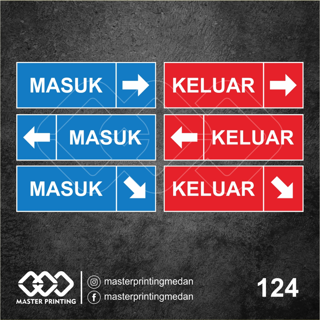 Jual 124 - Stiker Petunjuk Arah Masuk dan Keluar, Sticker Vinyl, Tahan ...
