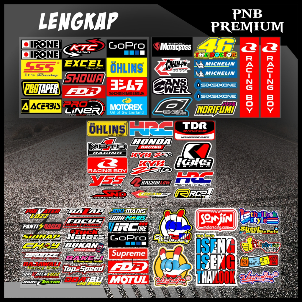 Jual Stiker Pack sudah di potong tema racing roadrace dan drag race PNB ...