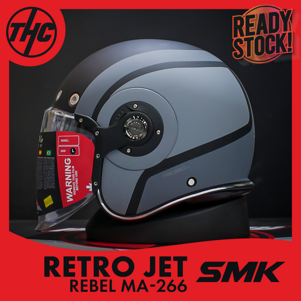 Jual HELM SMK RETRO JET REBEL HALF FACE VINTAGE HELMET SMK MA266 ...