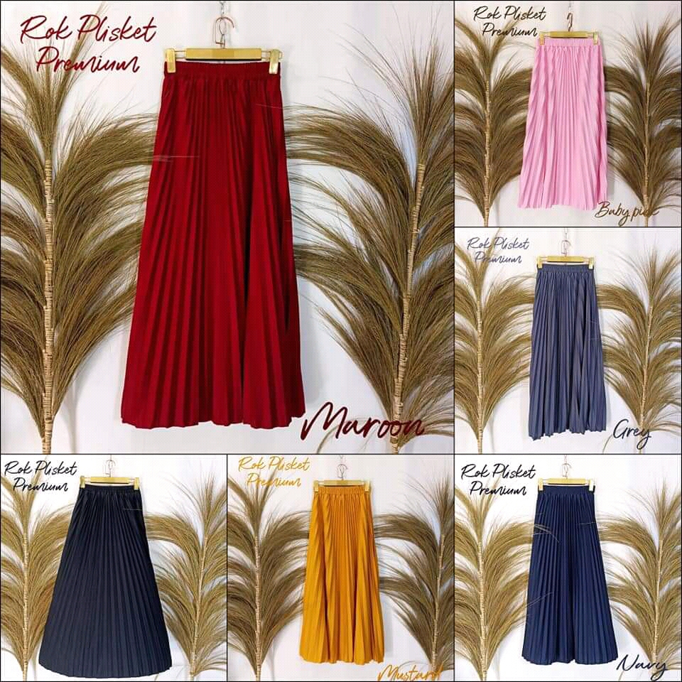 Jual [ ROK PLISKET PREMIUM AURA ]••Rok plisket premium• lipatan besar | Shopee Indonesia