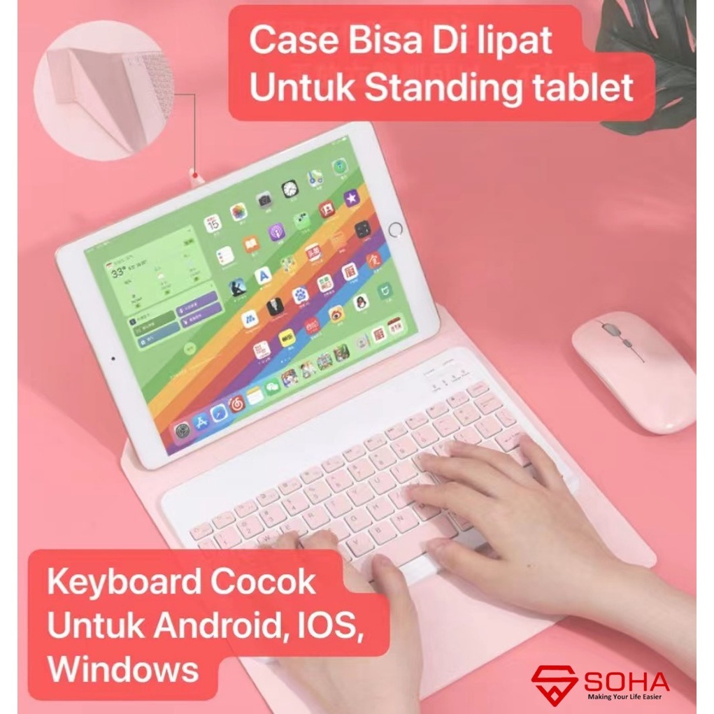 Jual Keyboard Universal Tablet Hp iPad Windows Bluetooth Keyboard ...