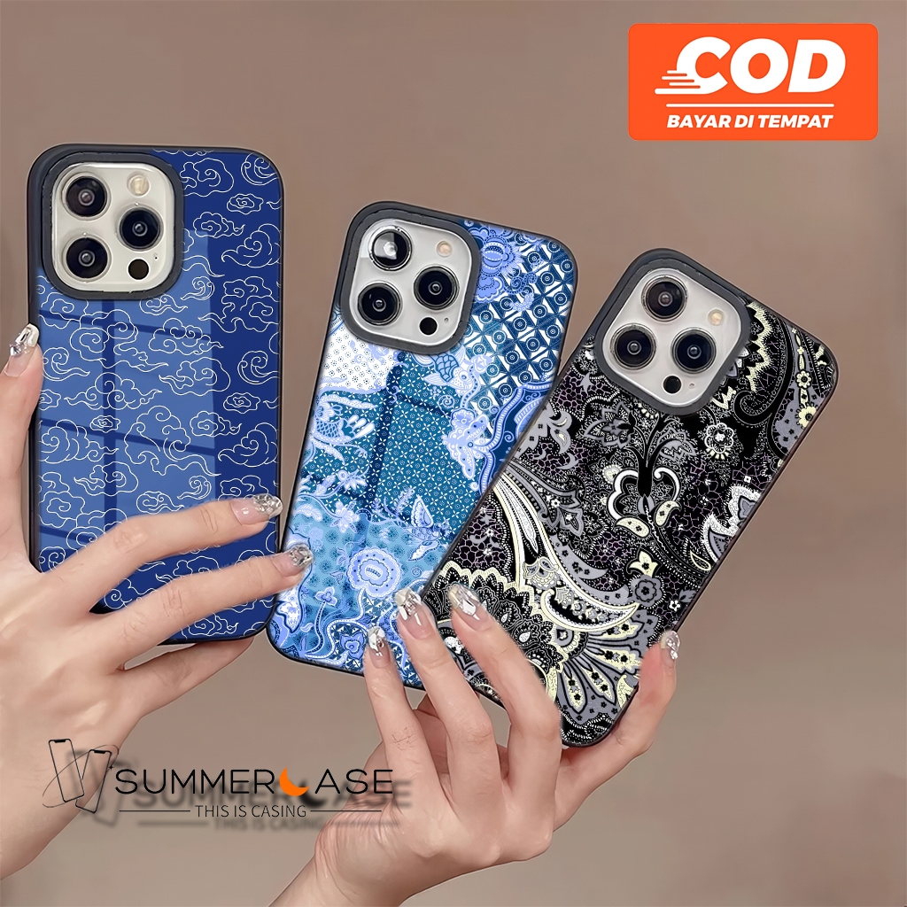 Jual A034 SOFTCASE KACA GLOSSY BATIK AESTHETIC IPHONE IP 12 PROMAX 12 PRO 12 12 MINI 11 PROMAX ...