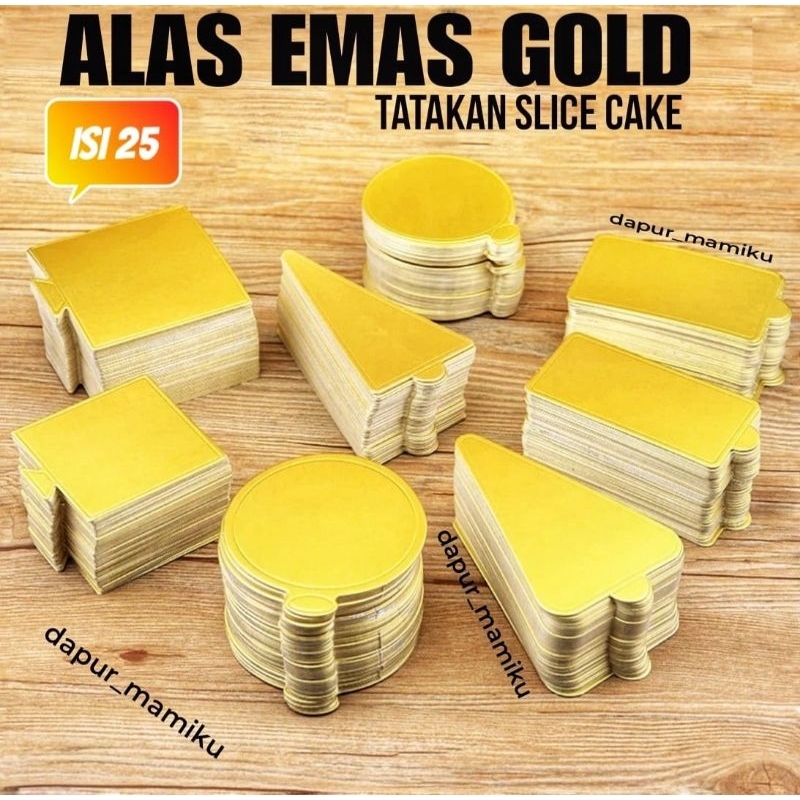 Jual (ISI 25) Alas Tiramisu Alas Tatakan Gold Emas Bentuk Bulat Tatakan ...