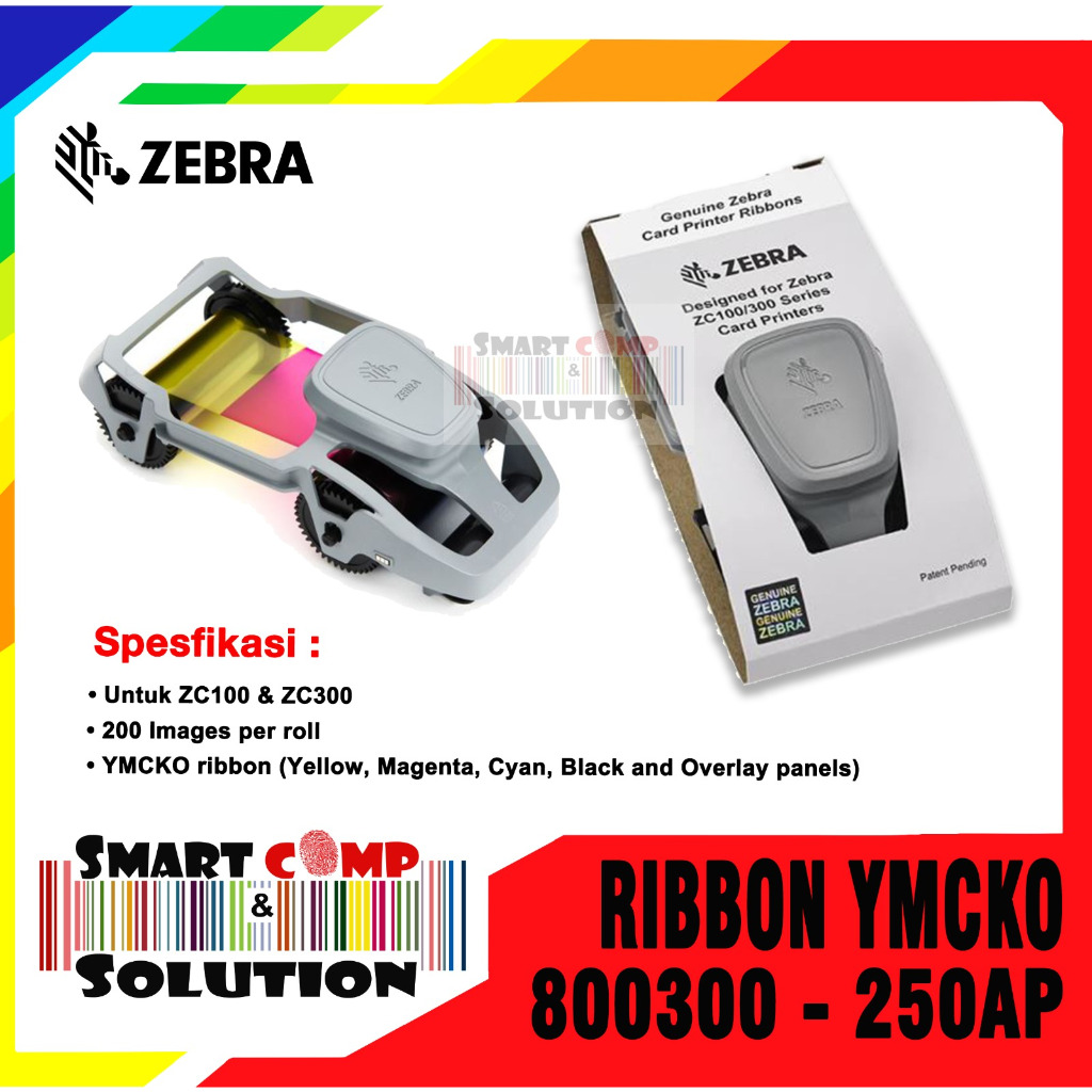 Jual Ribbon Zebra ZC100 ZC300 YMCKO 200 Images Original - 800300-250AP ...