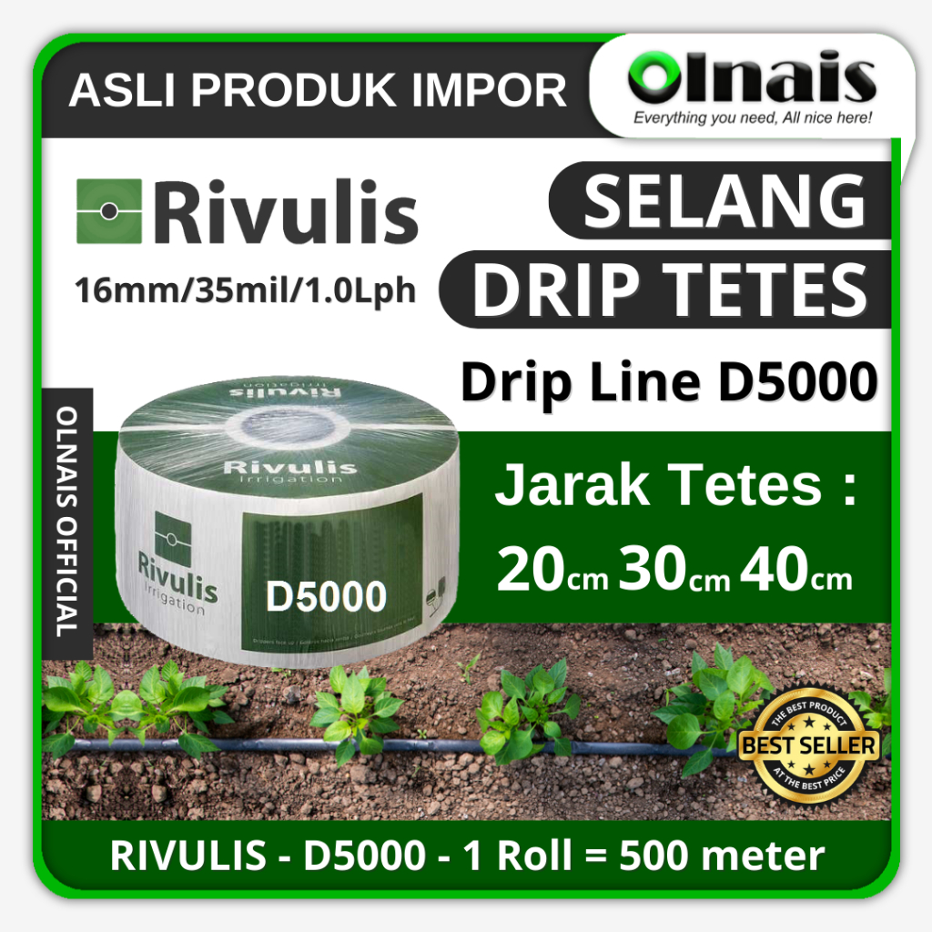 Jual SELANG DRIP TETES IRIGASI - RIVULIS DRIPLINE D5000 - (Harga/100 ...