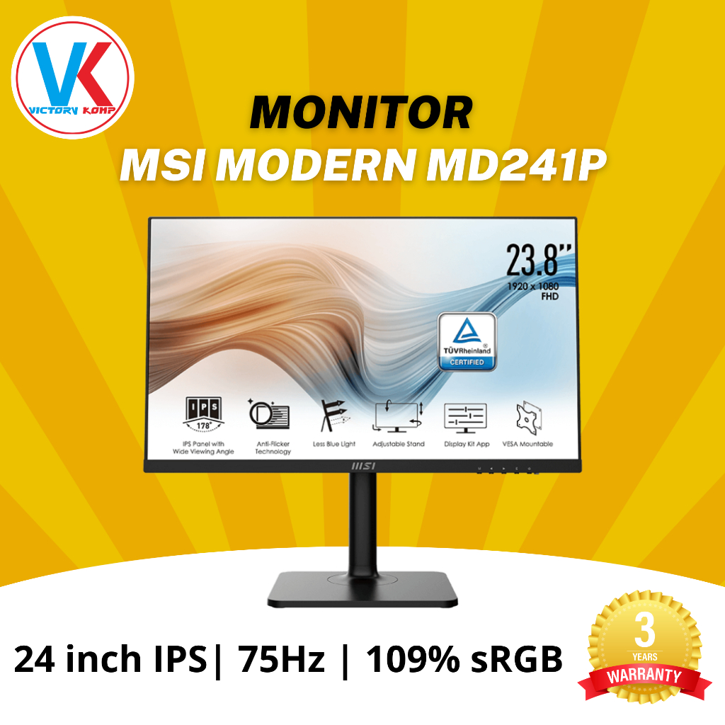 Jual Monitor MSI Modern MD241P 24" IPS 75Hz HDMI USB C 109% sRGB 5ms ...