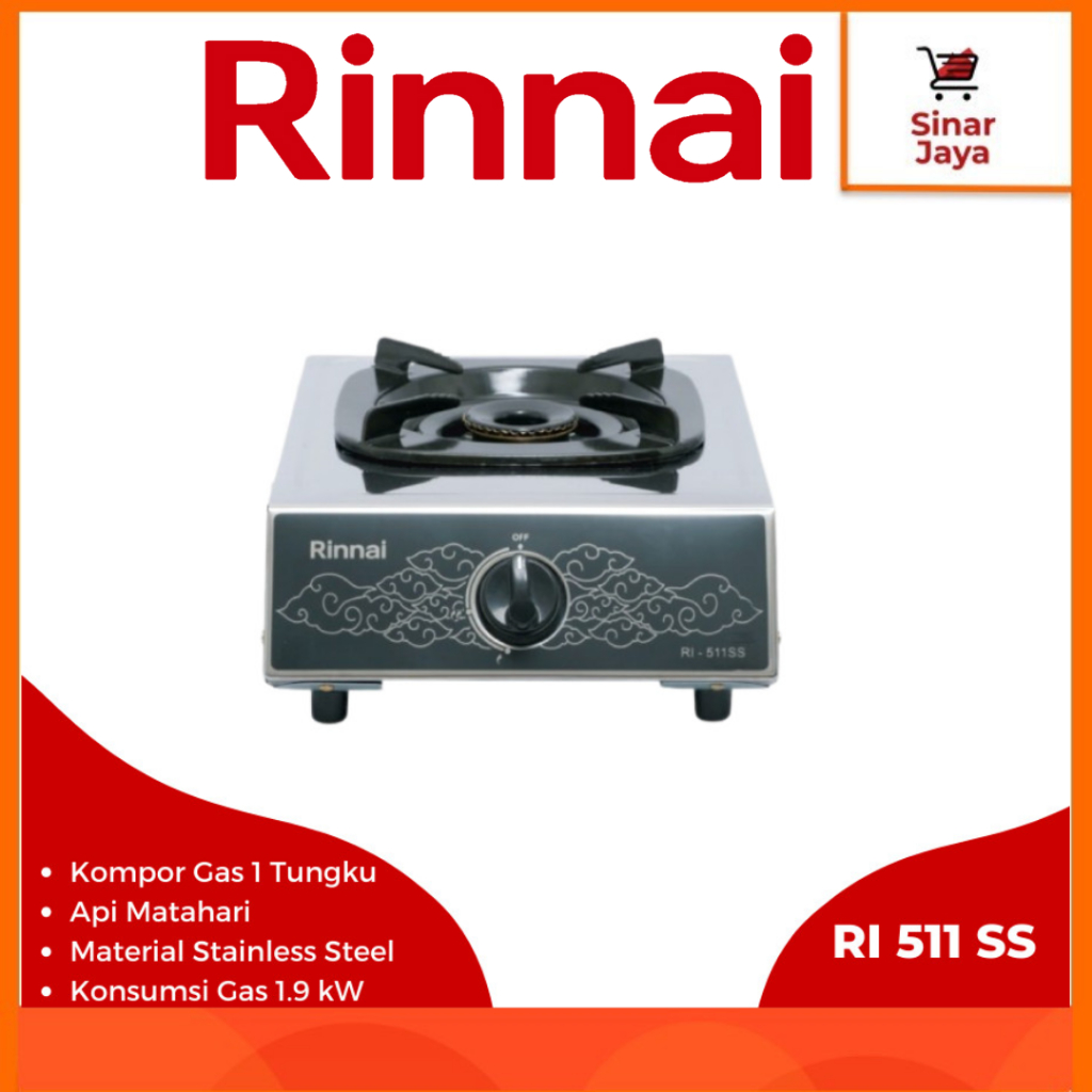 Jual RINNAI RI-511 SS Kompor Gas 1 Tungku Sun Burner (Stainless Steel ...