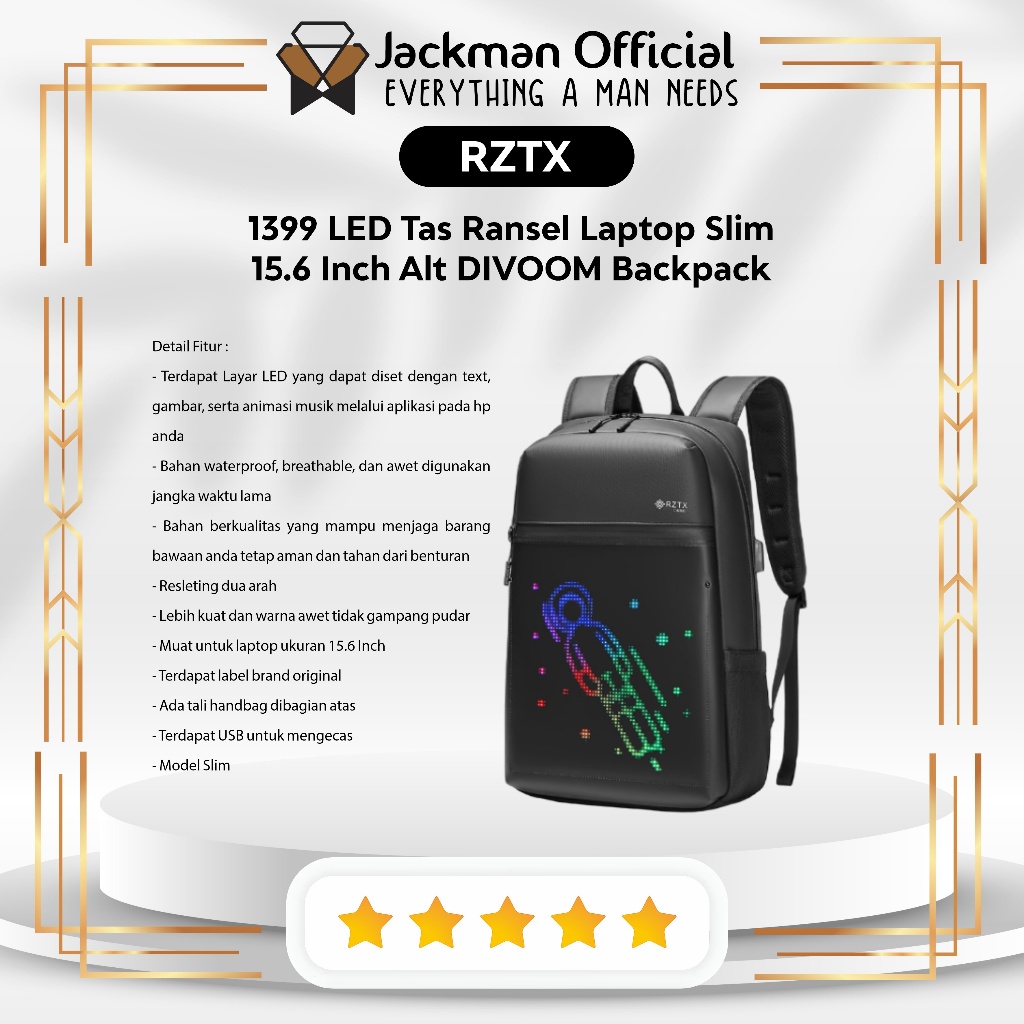 Jual RZTX 1399 LED Tas Ransel Laptop Slim 15.6 Inch Alt DIVOM Backpack ...