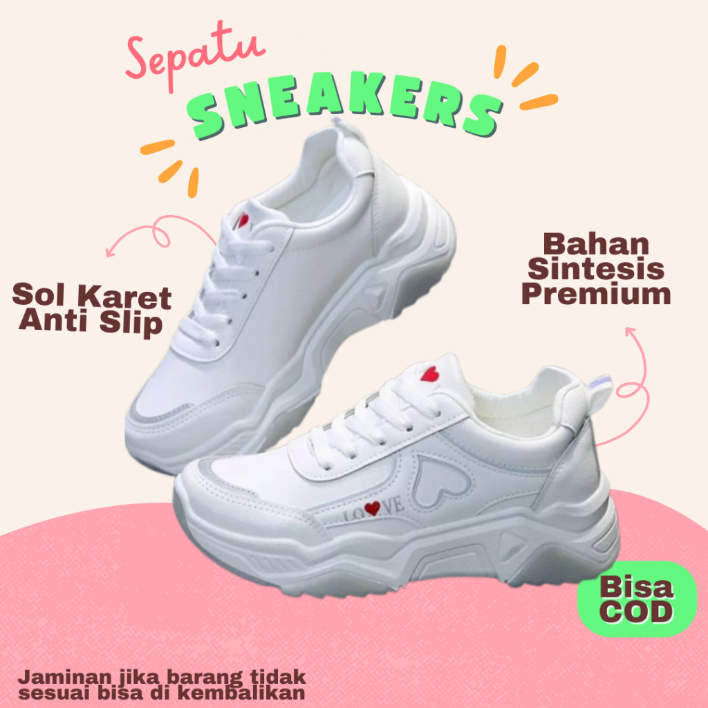 Jual Sepatu Sneakers Wanita Sepatu Kets Snekers Cewek Perempuan Korea ...