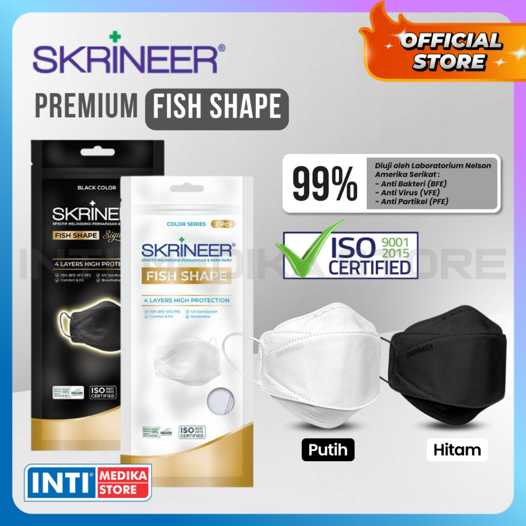 Jual SKRINEER - Masker 3D Earloop 4 Ply Model KF94 SACHET | Surgical ...