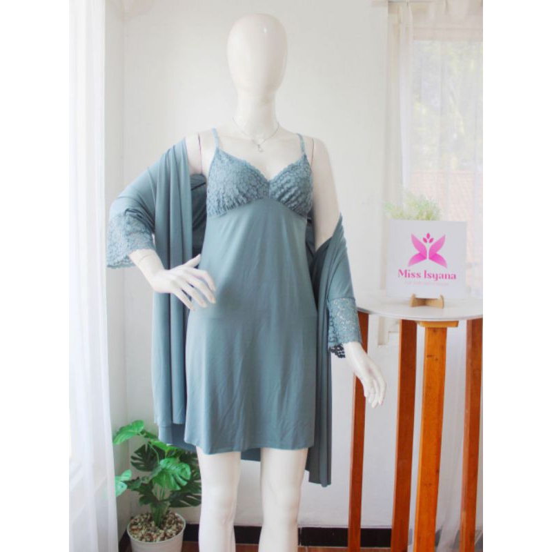 Jual Set Kimono Nylon Spandex Free CD Renda Halus dengan Lengan Ide Kado Nikah by Miss Isyana ...