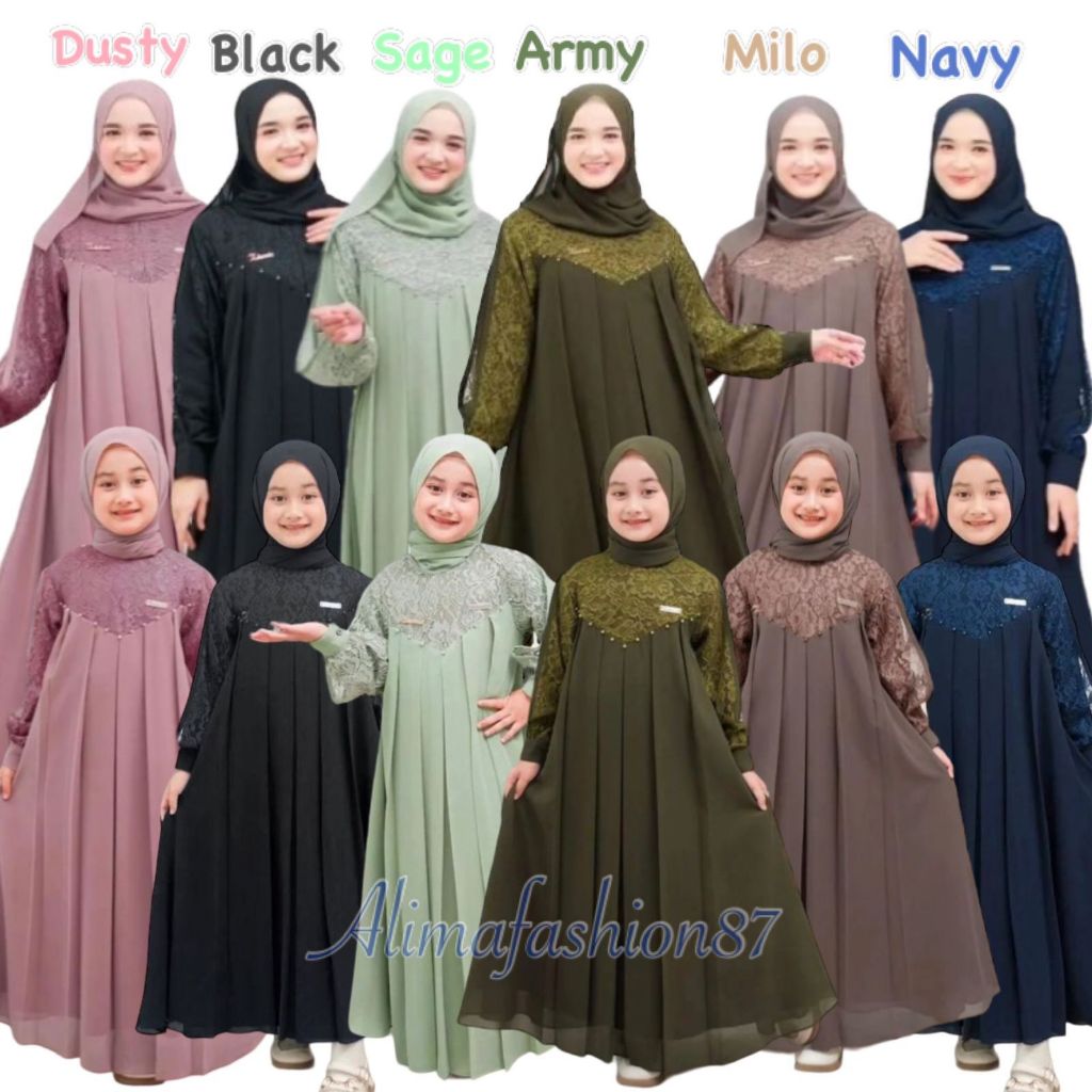 Jual GAMIS MUSLIM WANITA SYAR'I SET HIJAB IBU DAN ANAK INARA DRESS UKURAN S/M/L/XL | Shopee ...