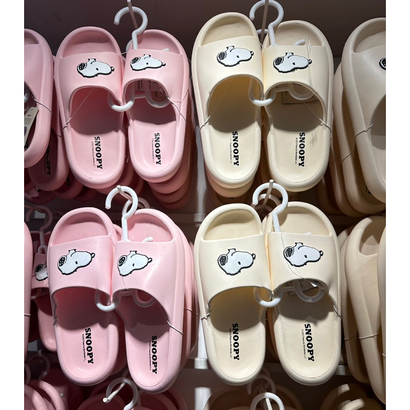 Jual MINISO X SNOOPY SLIPPERS SANDAL WANITA SLIPER PINK WHITE BEIGE ...