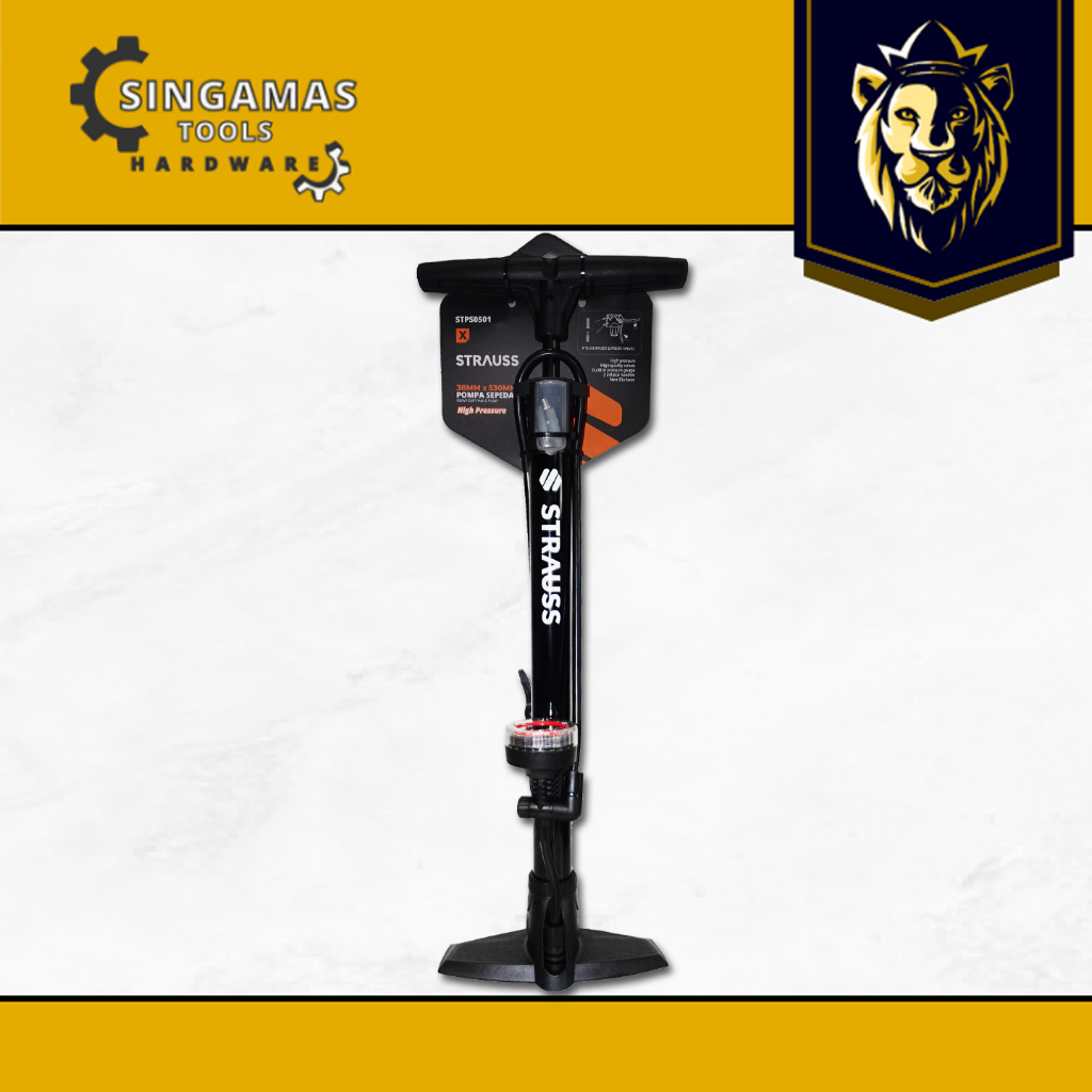 Jual STRAUSS Pompa Angin Ban Sepeda Tabung Meter Black - Hand Pump ...
