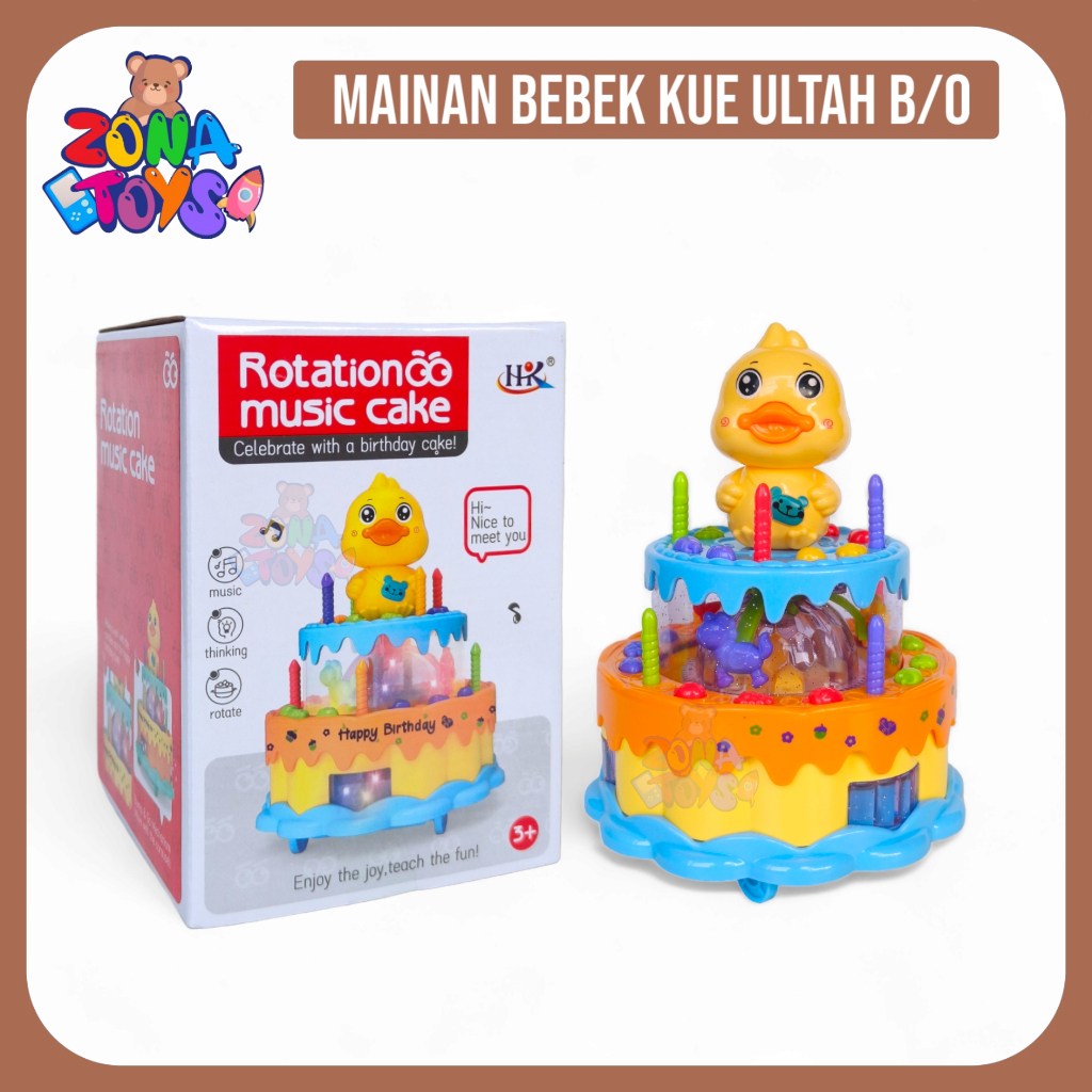 Jual Mainan Anak Bebek Rotation Music Cake Duck Kue Ulang Tahun Happy ...