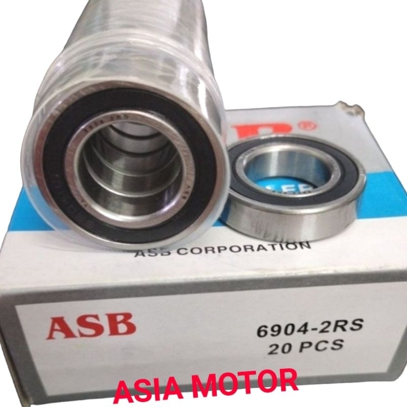 Jual Bearing 6904 2RS ASB Ukuran 20x37x9 mm Bering Laher Laker Klaher 6904-2RS Ukuran 20 x 37 x ...