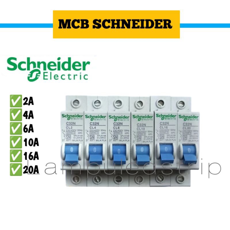 Jual MCB Schneider 2a 4a 6a 10a 16a 20a Biru SPLN PLN Original 1P 1 Phase Breker | Shopee Indonesia