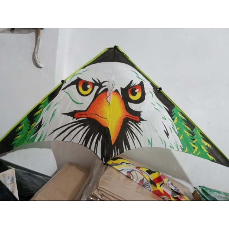 Jual Layangan segitiga parasut gambar elang ekor layangan panjang ...