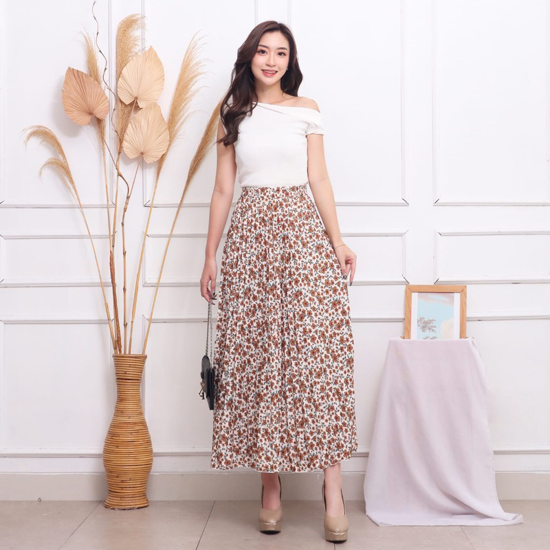 Jual ROK MOTIF BUNGA FLORAL / ROK DAILY KOREAN STYLE / LILY FLOWER ...