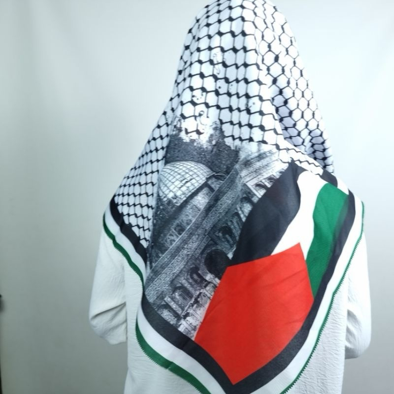 Jual Hijab jilbab kerudung segiempat voal motif palestina / hijab ...