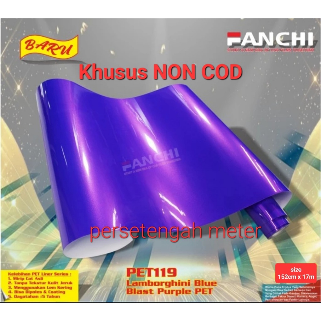Jual 50CM Sticker FANCHI PET119 ID-8819 Lamborghini Blue Blast Purple ...