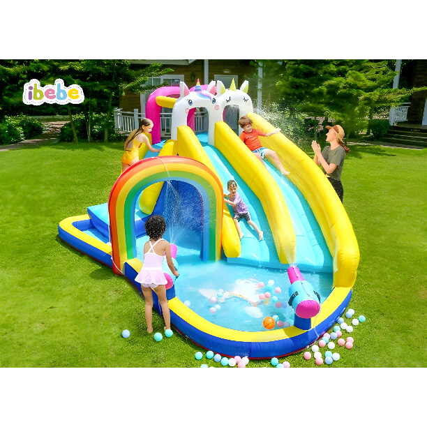 Jual Unicorn Double Water Slides Bouncy Playground - Istana Balon ...