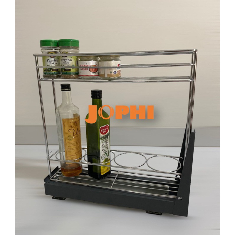 Jual Rak Botol dan Bumbu Tarik 2 Susun untuk Kitchen Set | Shopee Indonesia
