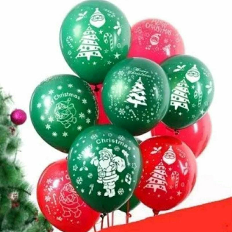 Jual Balon lateks merry christmas natal xmas latex latek balloon hiasan ...