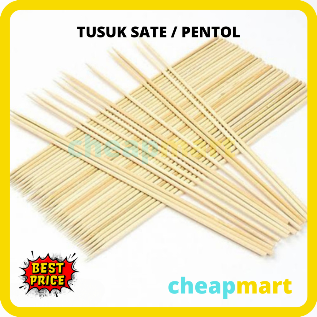 Jual Tusuk SATE / PENTOL Ayam, Kambing, Daging Panjang BAMBU ALAMI ...