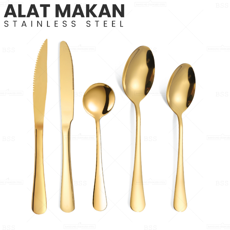 Jual NEW Alat Makan Sendok Pisau Premium Gold Hotel Cafe Tableware ...