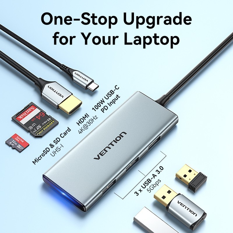 Jual VENTION Docking Station 7 in 1 USB-C Thunderbolt HDMI PD Card ...