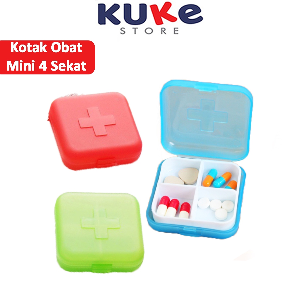 Jual KUKE Kotak Obat Mini 4 Sekat Travel Box Mini Aksesoris Plastik ...