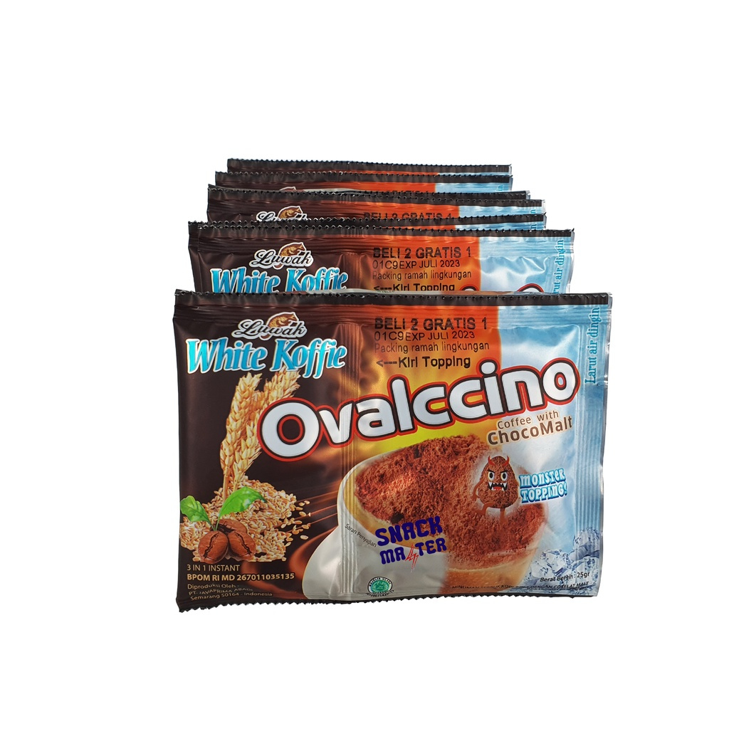 Jual Ovalccino Choco Malt Luwak White Koffie Kopi 25G 1 Renceng Isi 15 ...