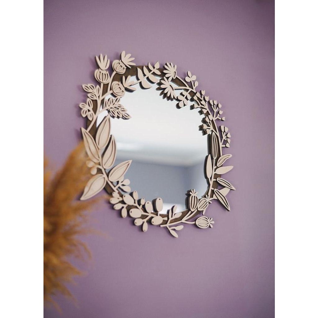 Jual CERMIN BULAT BUNGA BUNGA LED | Shopee Indonesia