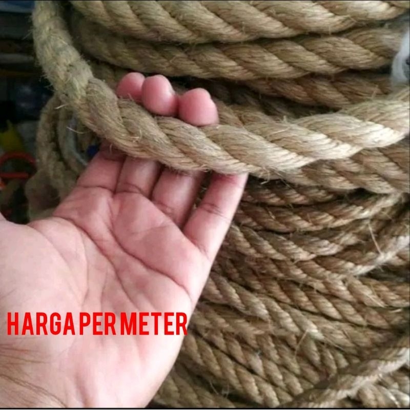 Jual 1 Meter Tali Tambang Ukuran 32mm Manila Tampar Dadung Goni Kapal ...