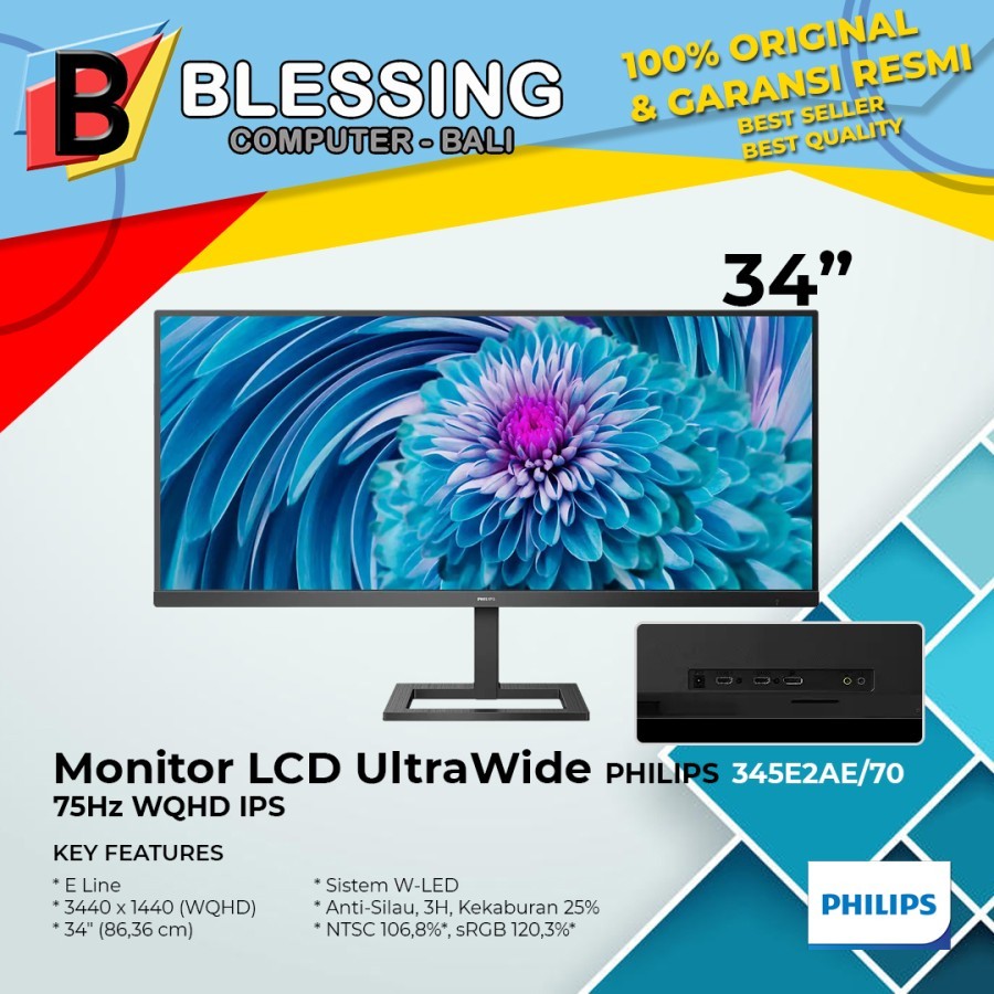 Jual Philips 345E2AE/70 Monitor LCD UltraWide 34 inch WQHD 75Hz ...