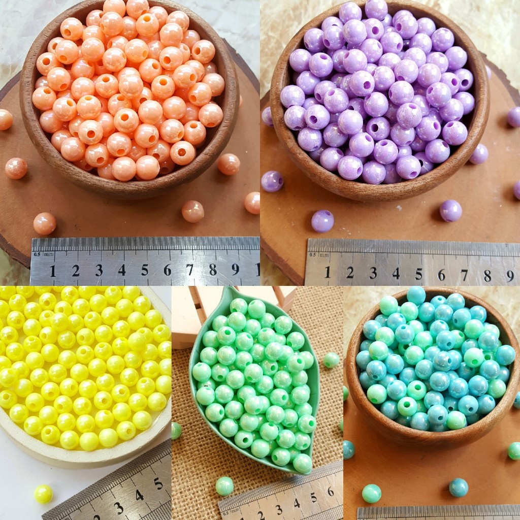 Jual (25gr) Manik Manik Mote Kerajinan Tangan Beads DIY Bola Kilap ...