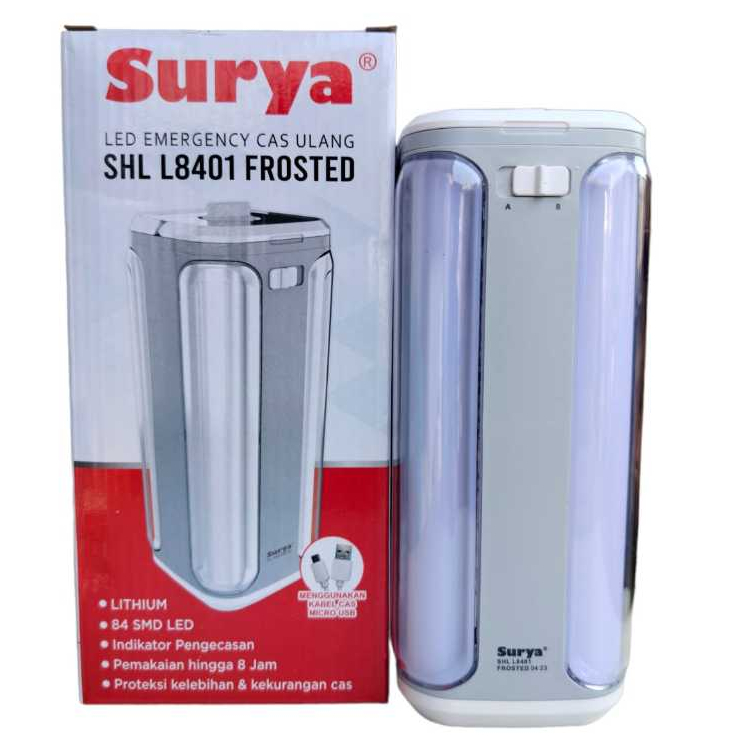 Jual LAMPU LED EMERGENCY SHL L8401 FROSTED 4 SISI DIMMER 84 SMD LED ...