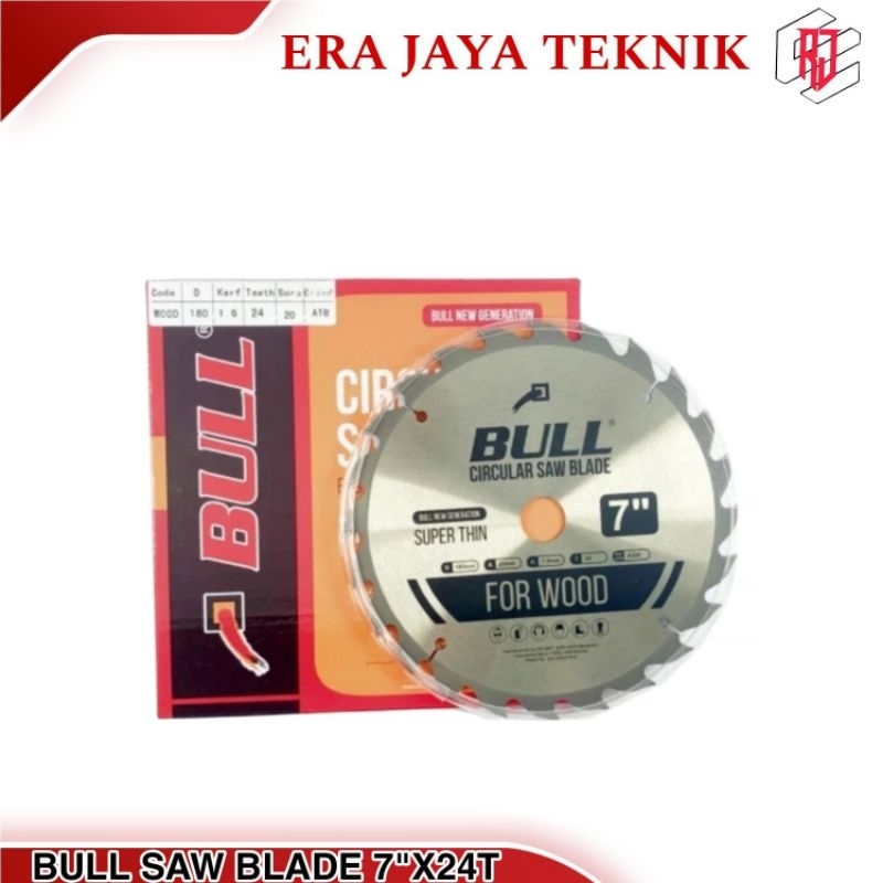Jual BULL Circular Saw Blade Super Thin 7"x24Tx1.6mmx20mm | Shopee ...